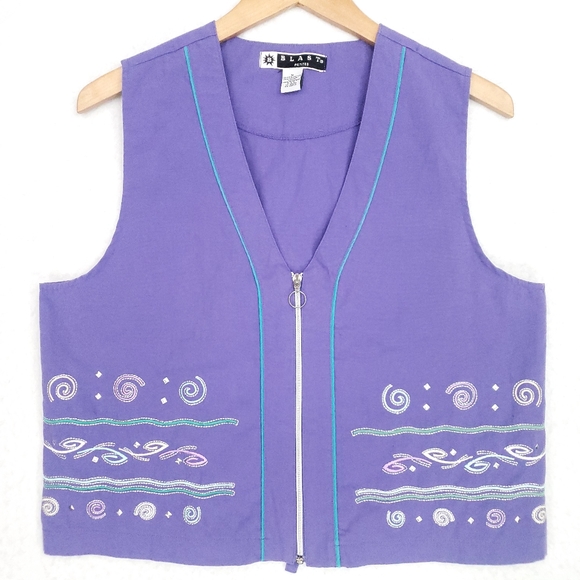 Blast | Jackets & Coats | Vintage Blast Petites Embroidered Swirl Wavy ...